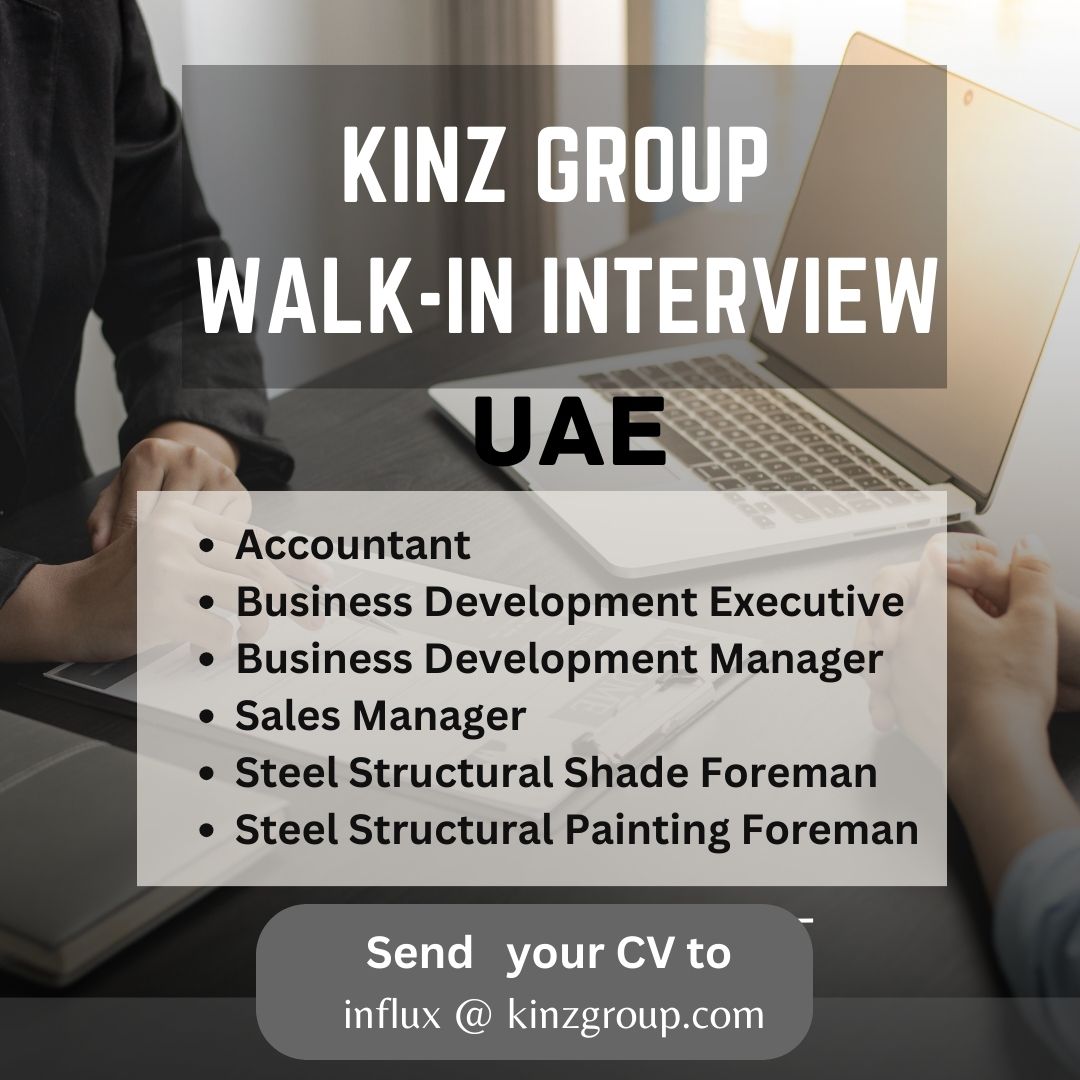 Kinz Group Walk-in Interview in UAE - Cazajobz