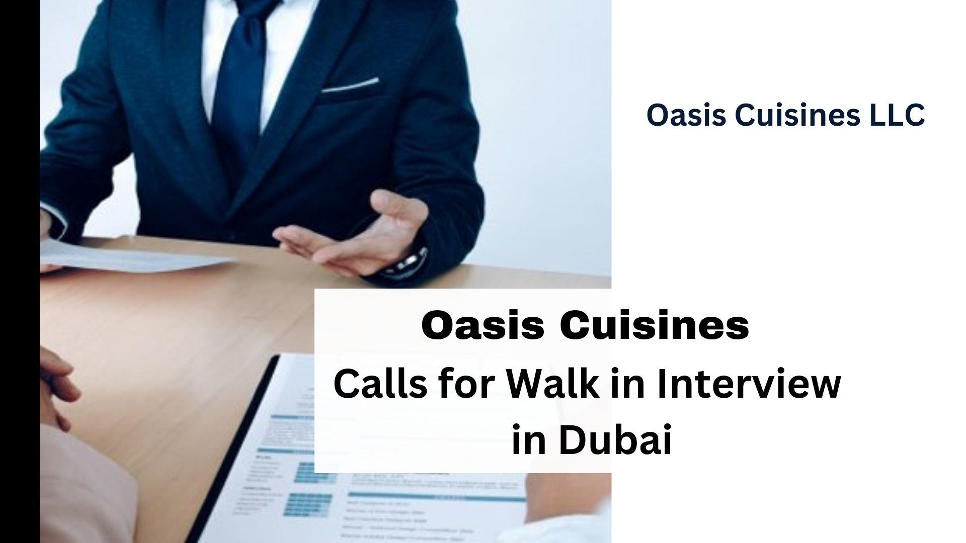 Oasis Cuisines Calls for Walk in Interview in Dubai