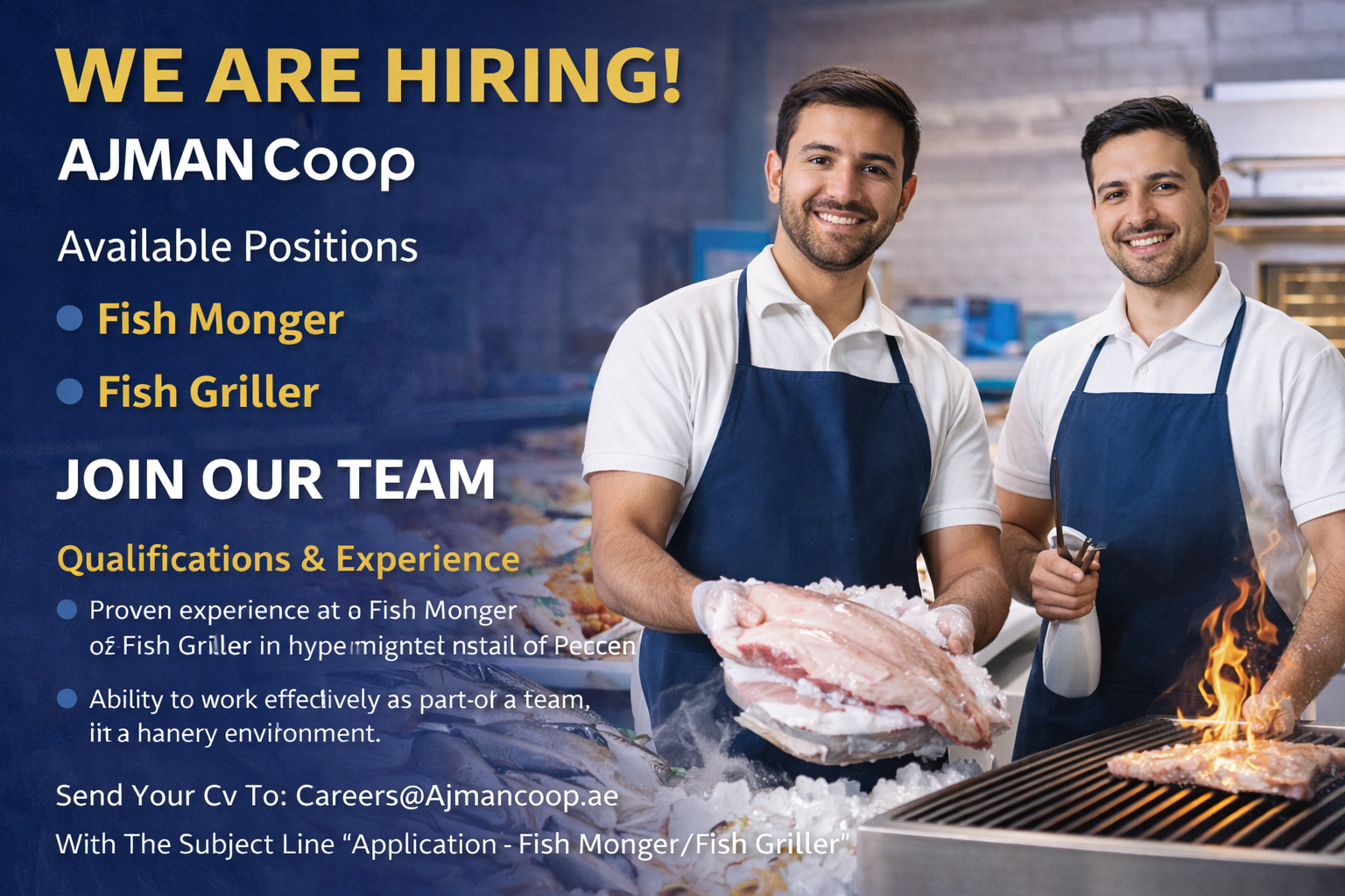 AJMAN Coop Careers: Fish Monger & Fish Griller Job Openings - Cazajobz